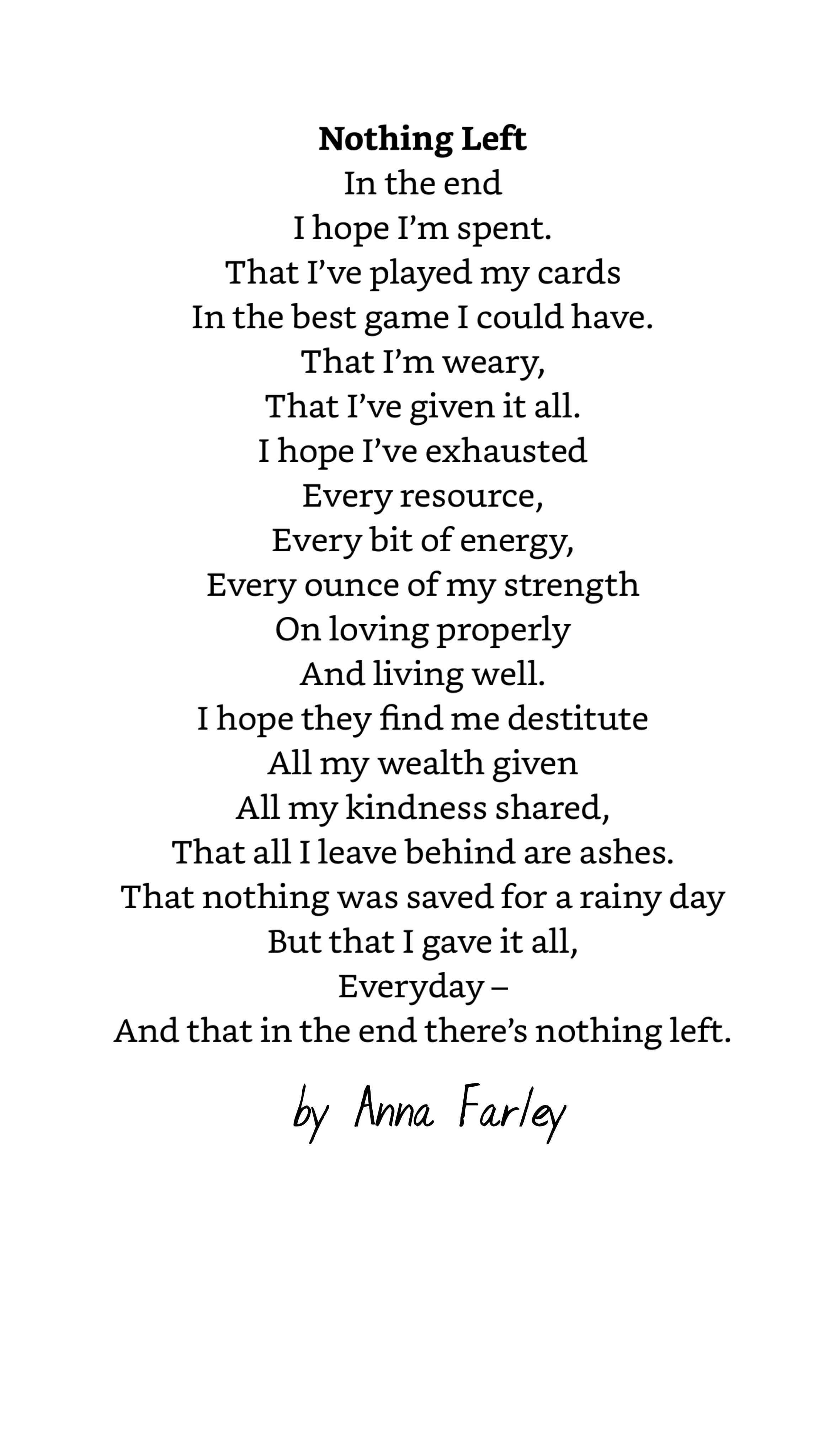 Poem: Nothing Left – Anna Farley