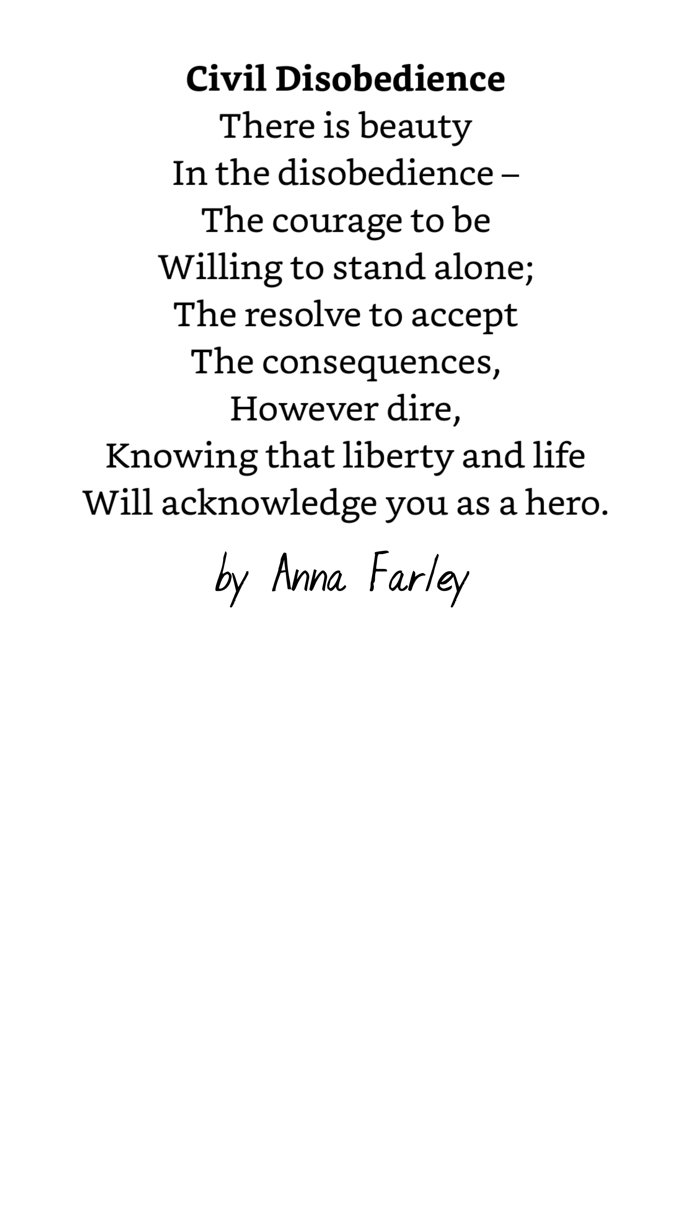 Poem: Civil Disobedience – Anna Farley