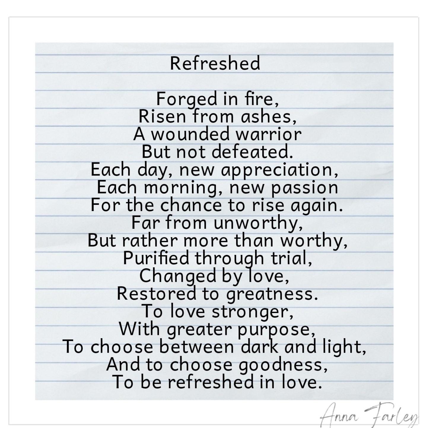 Poem: Refreshed – Anna Farley