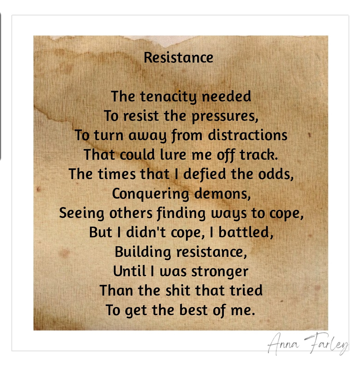 Poem: Resistance – Anna Farley